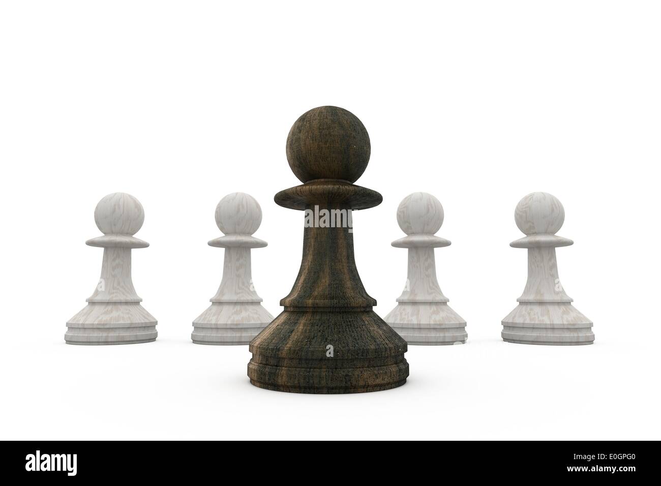 Black pawn standing in front of white pawns Stock Photo - Alamy