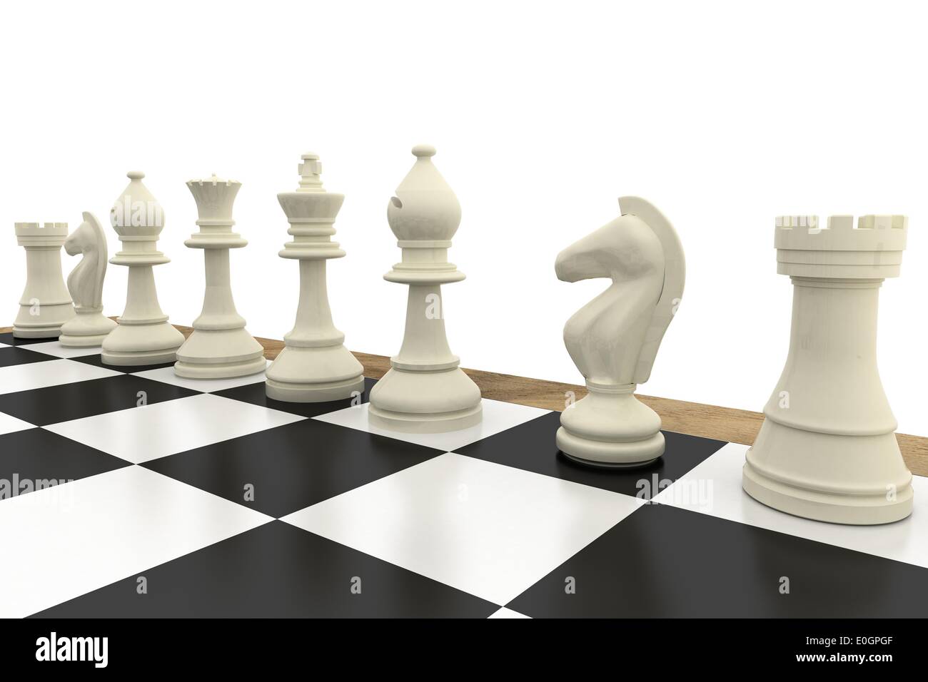 White chess pieces on board Stock Photo - Alamy