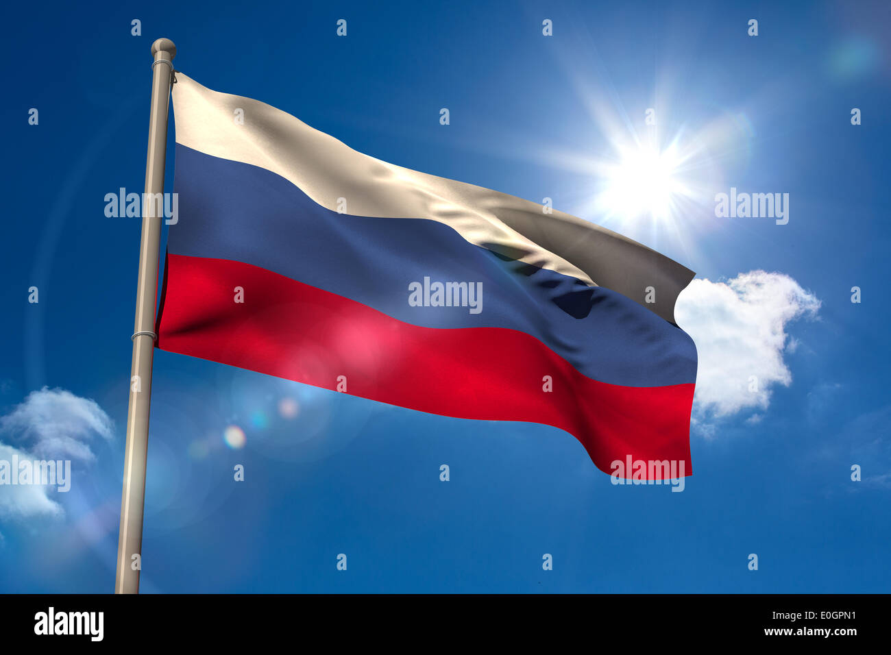 Russia national flag on flagpole Stock Photo - Alamy