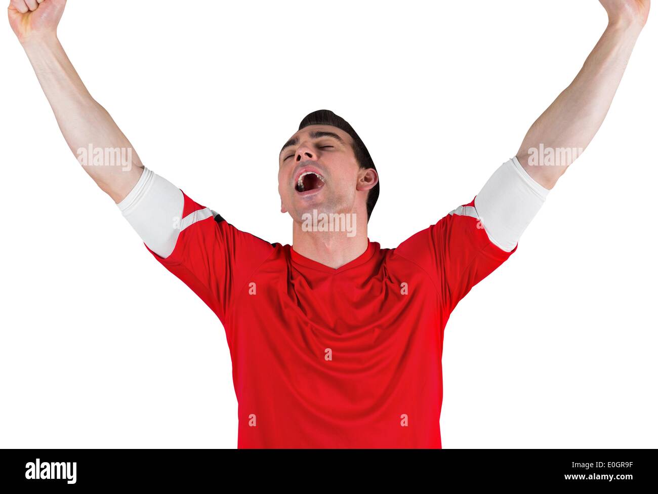 Excited football fan cheering Stock Photo - Alamy