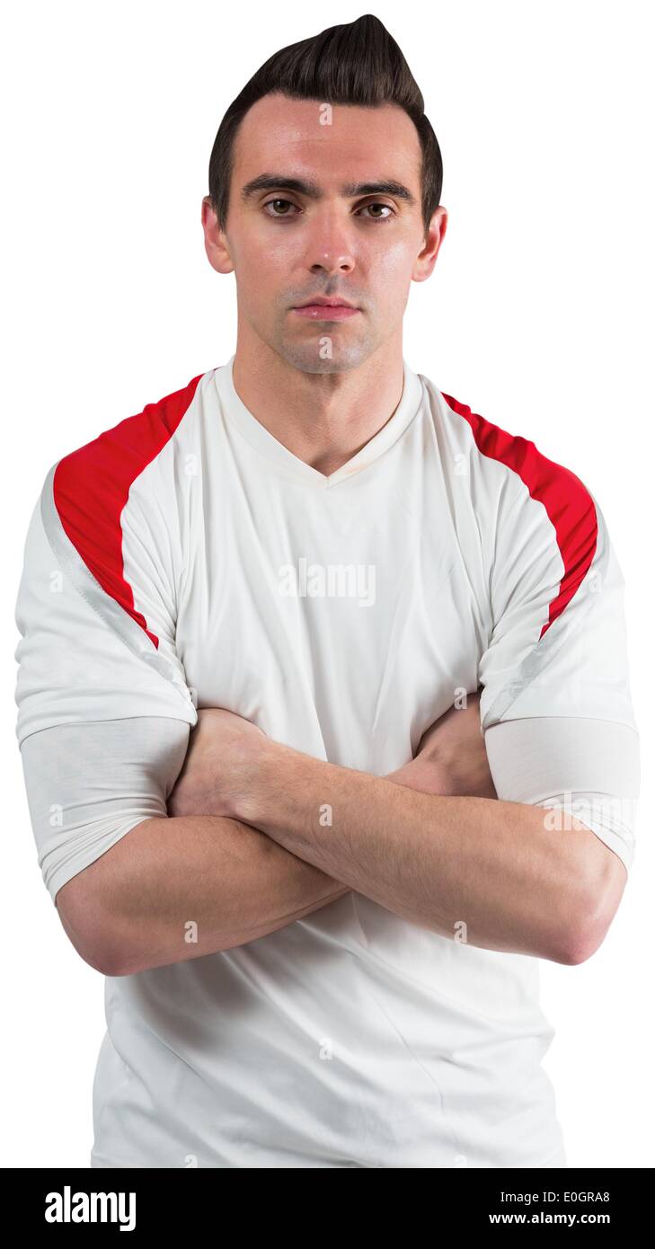 Handsome football fan looking at camera Stock Photo - Alamy