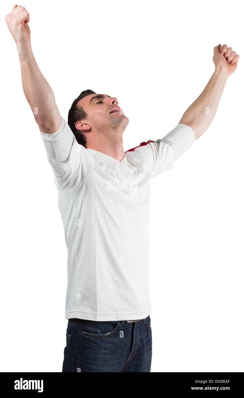 Excited football fan cheering Stock Photo - Alamy
