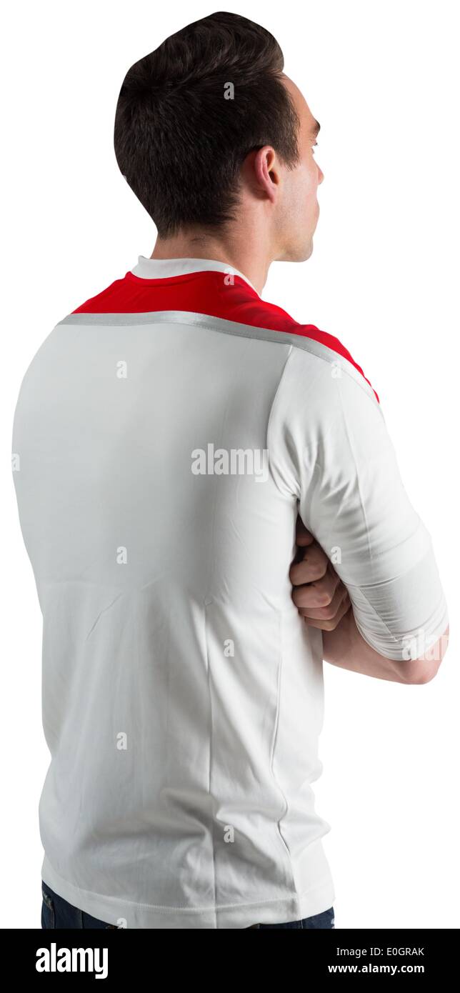 Handsome football fan looking ahead Stock Photo - Alamy