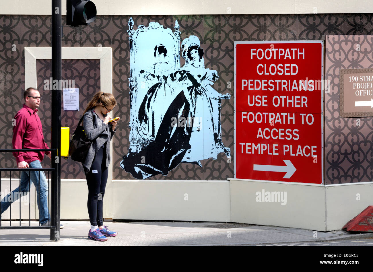 London, England, UK. Building sites in Fleet Street. Footpath Closed ...