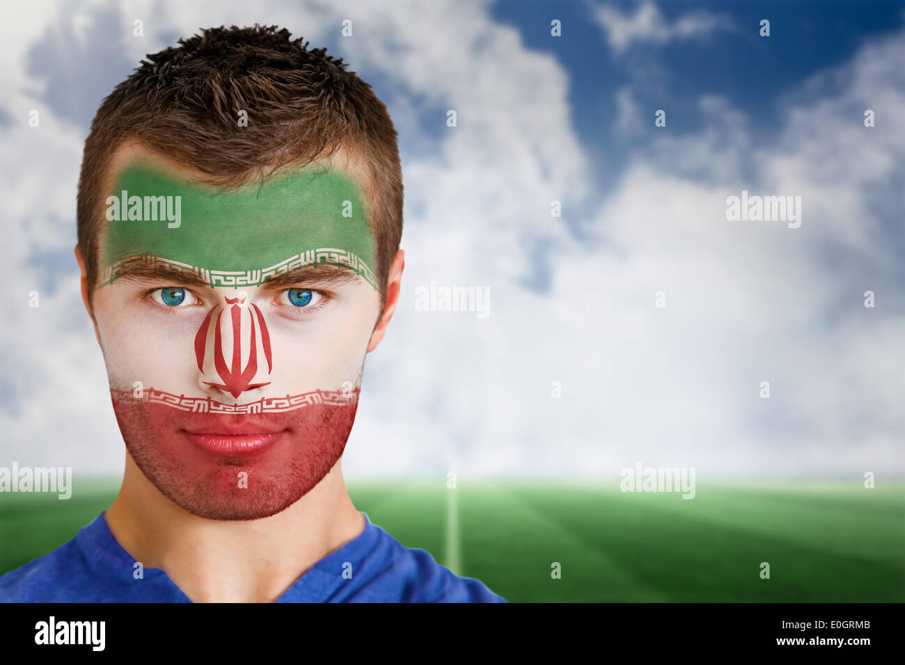 Iran football fan in face paint Stock Photo - Alamy