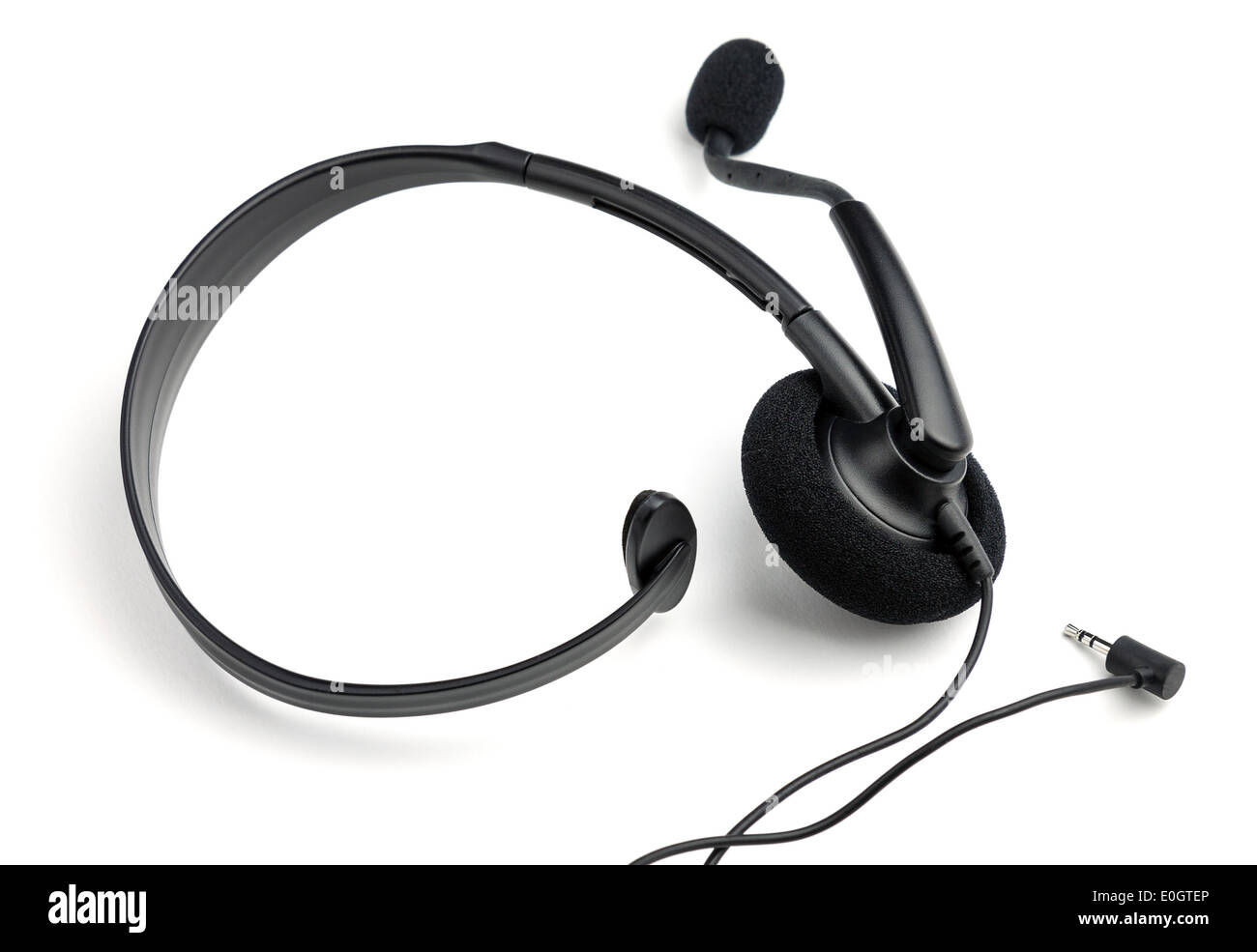 Portable audio earphones with microphone isolated on a white background ...