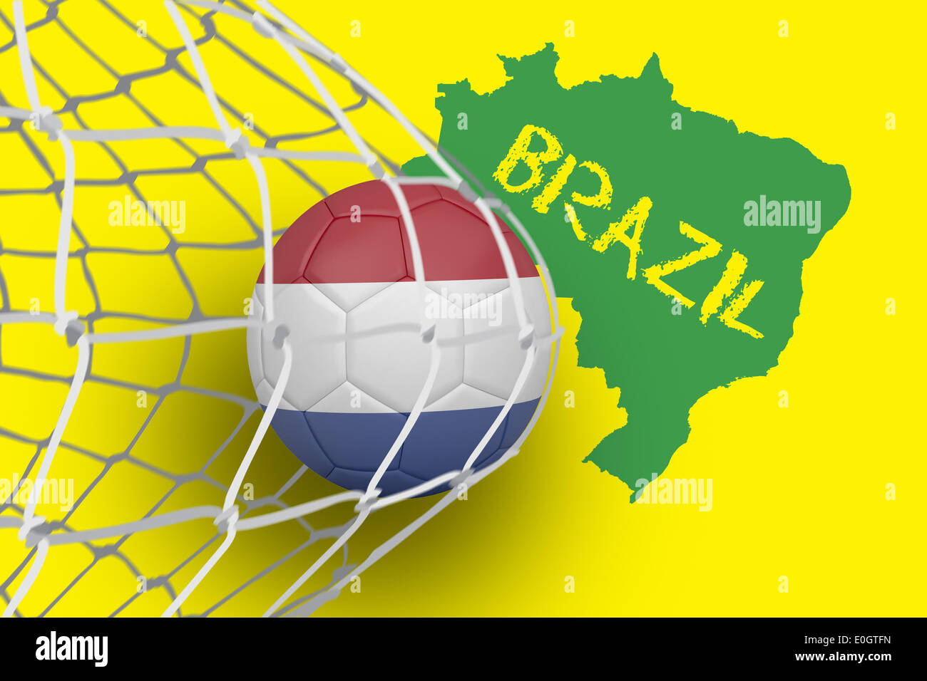 Football in holland colours at back of net Stock Photo - Alamy