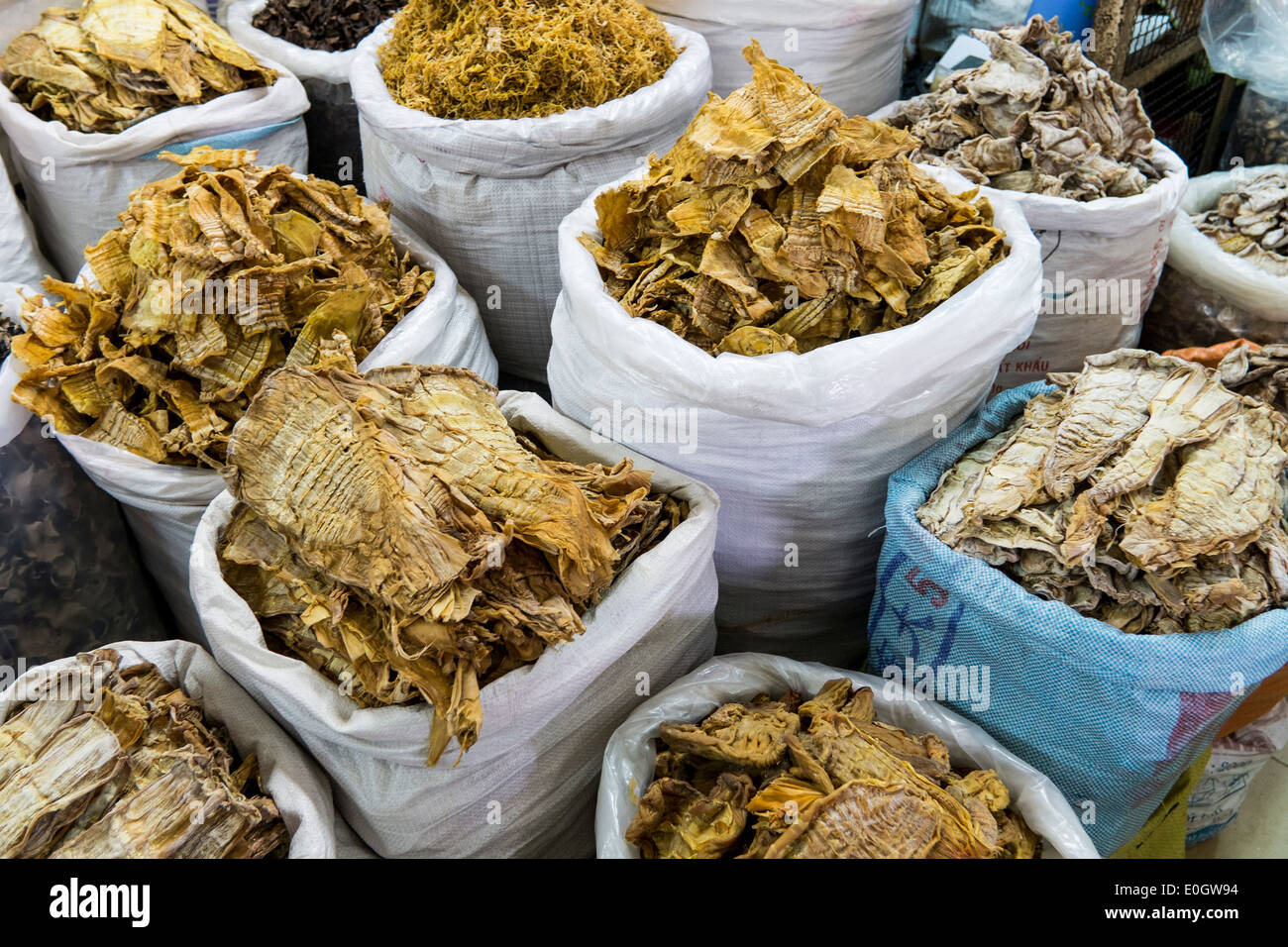 Dried fish on the market in the streets of Hanoi, Vietnam, Asia Stock ...