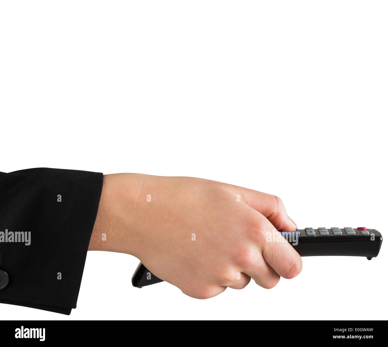 Female hand pressing remote control Stock Photo - Alamy