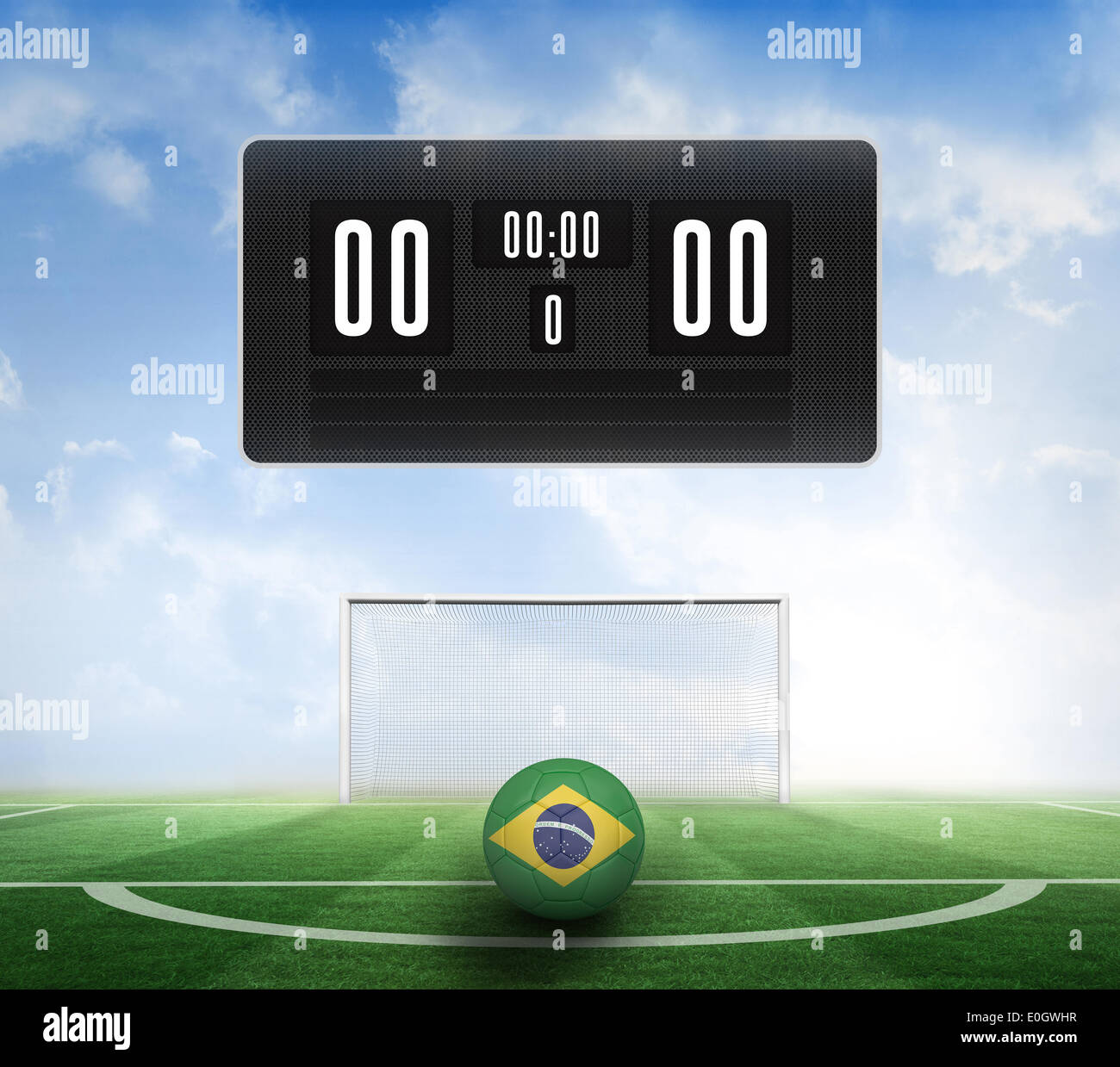 Black scoreboard with no score and football Stock Photo - Alamy