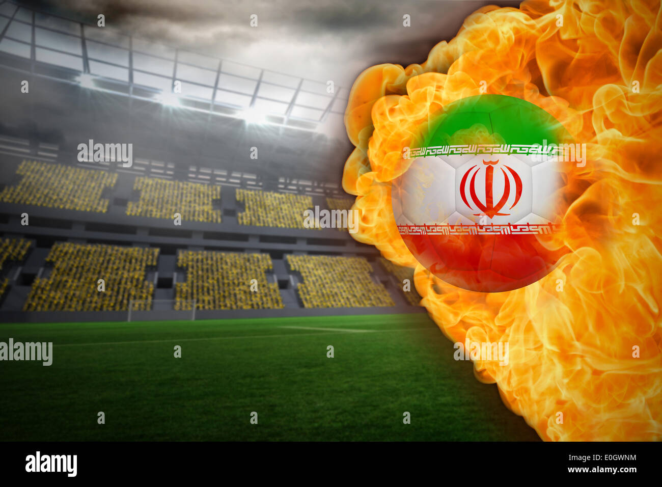 Fire surrounding iran flag football Stock Photo - Alamy