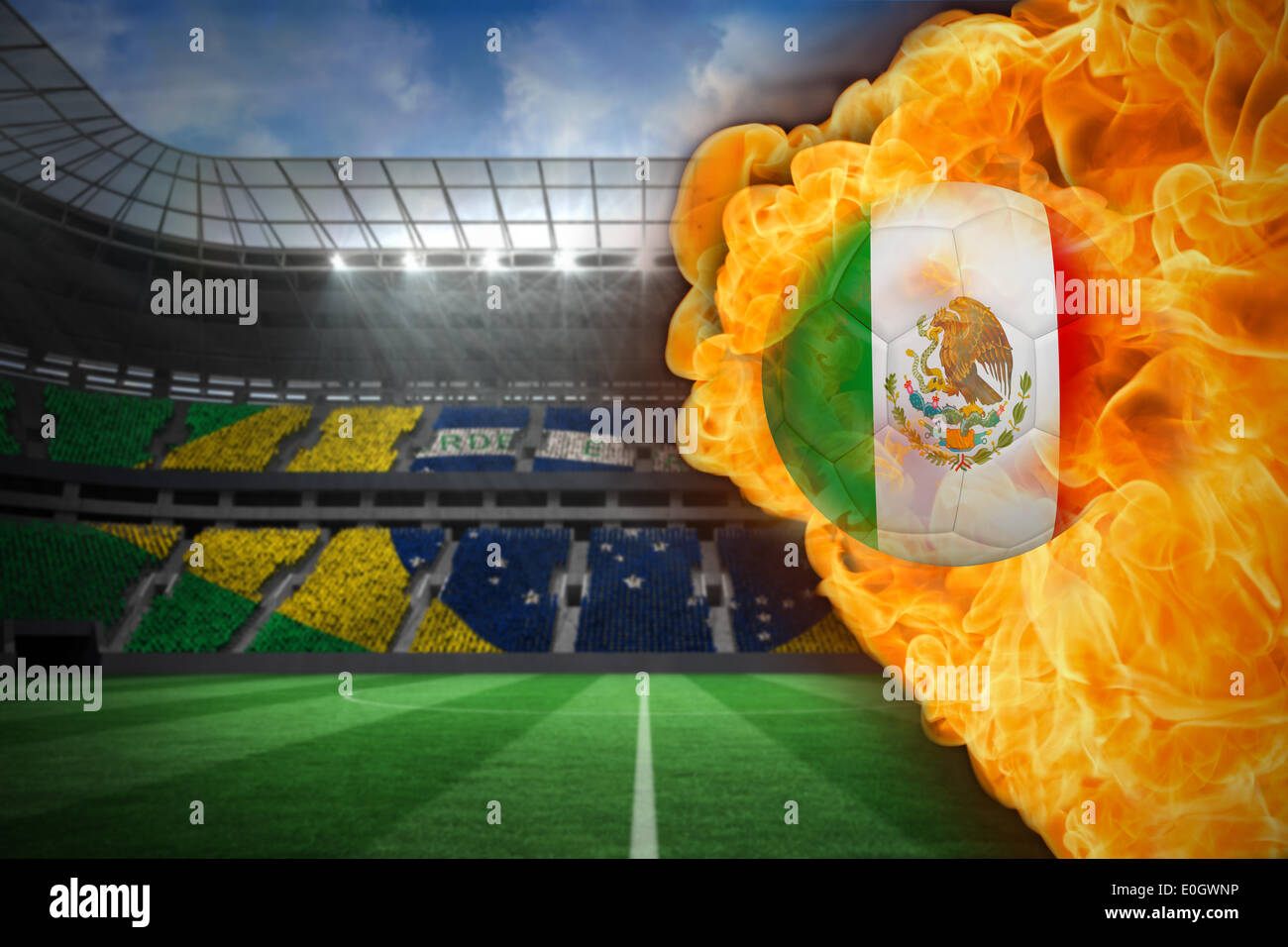 Fire surrounding mexico flag football Stock Photo - Alamy