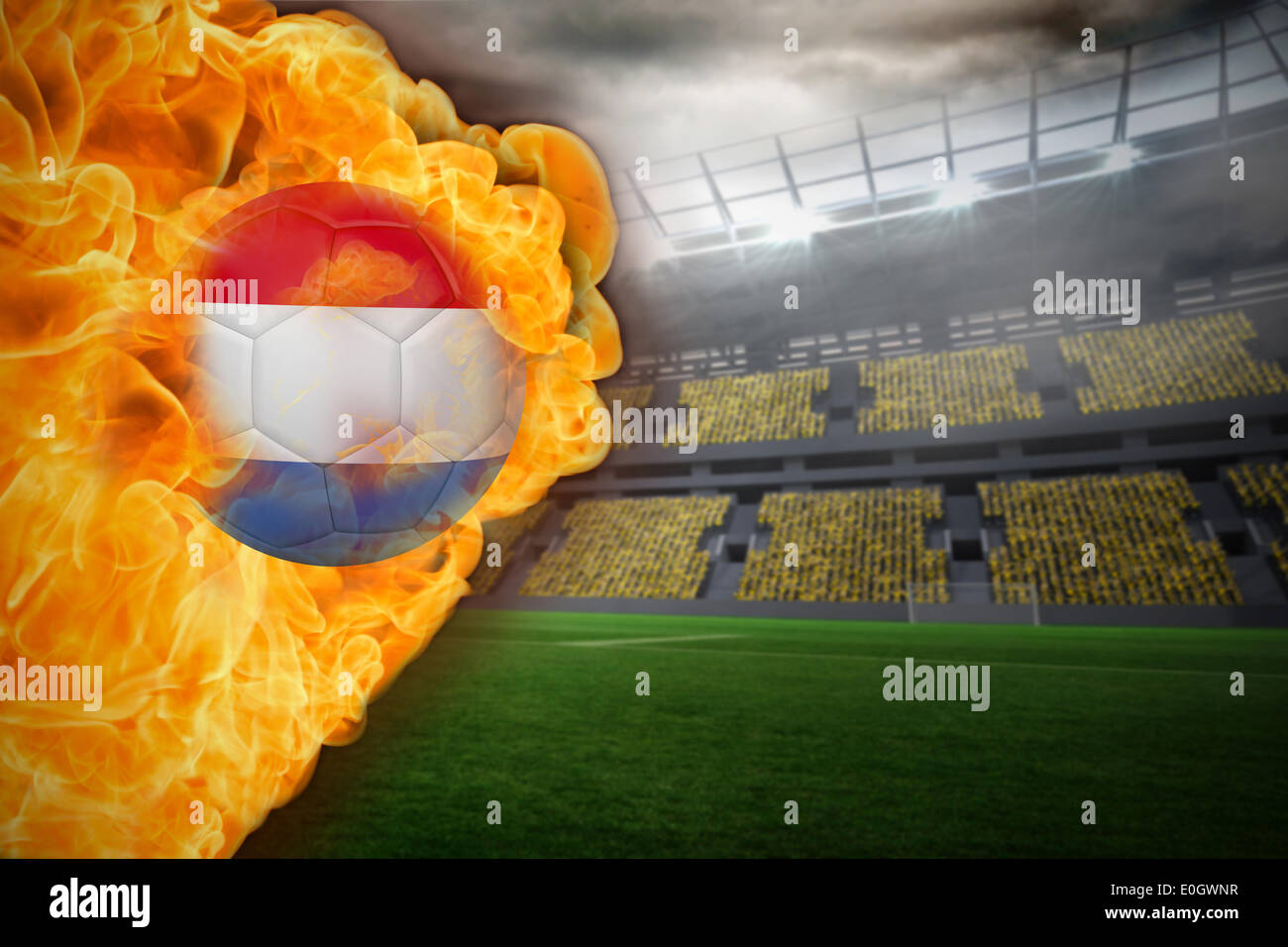 Fire surrounding dutch flag football Stock Photo - Alamy