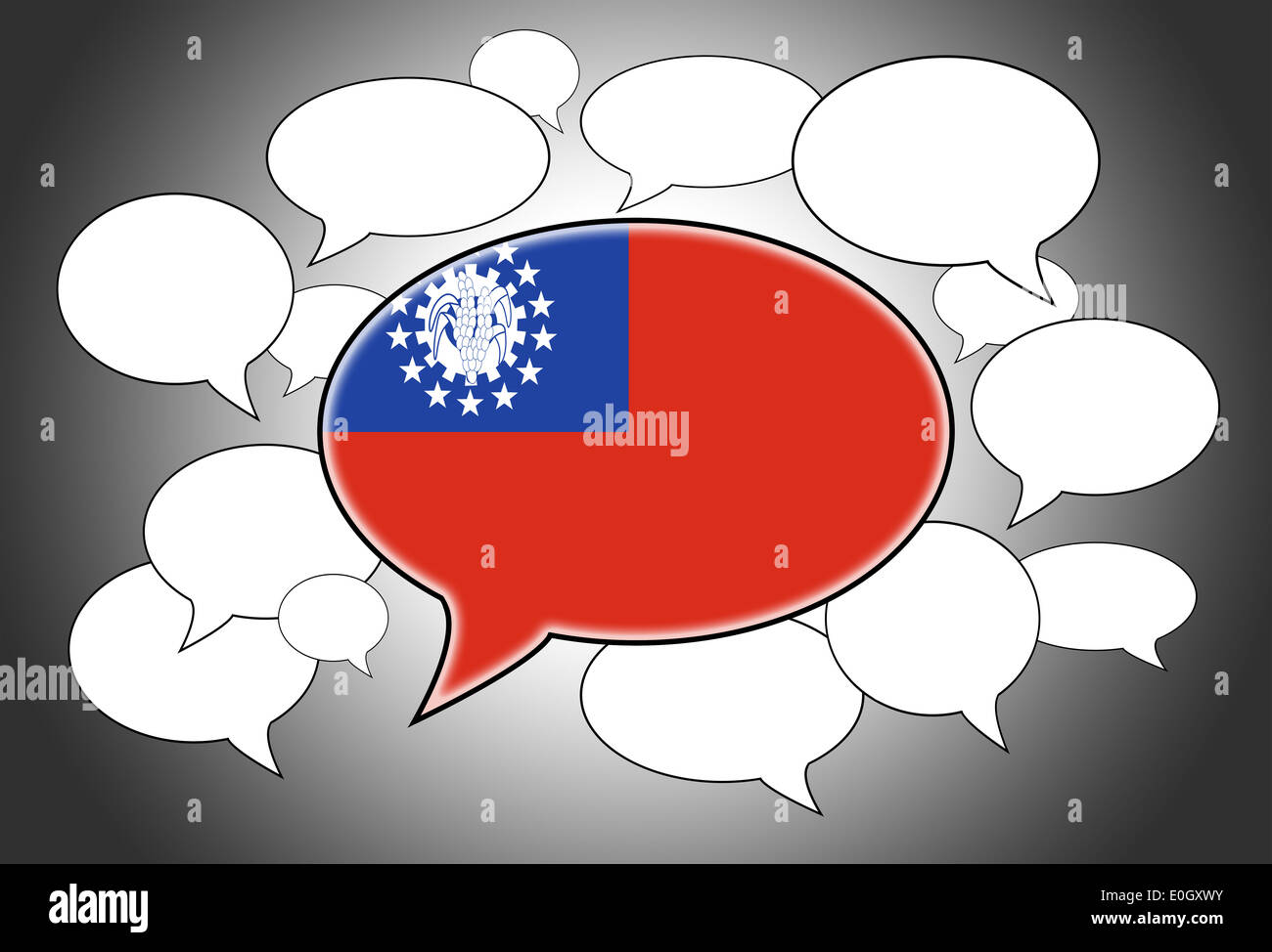 Communication concept - Speech cloud, the voice of Myanmar Stock Photo ...