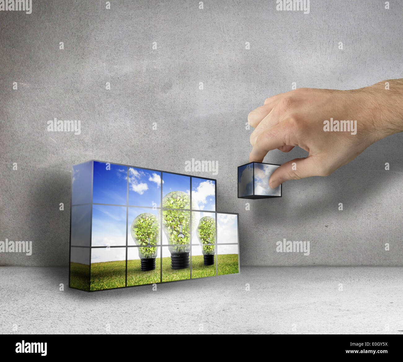 Composite image of hand building wall Stock Photo - Alamy