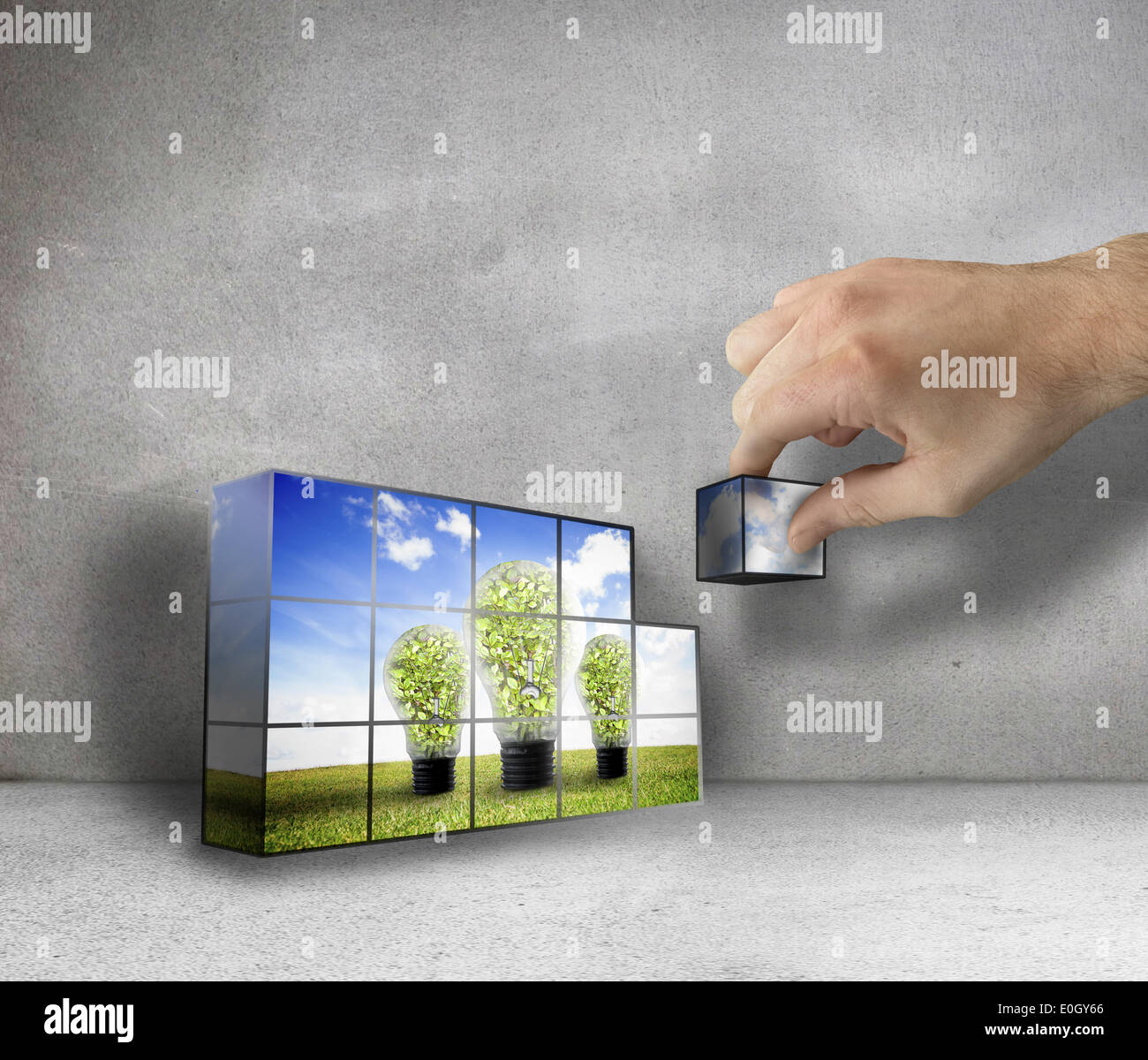 Composite image of hand building wall Stock Photo - Alamy