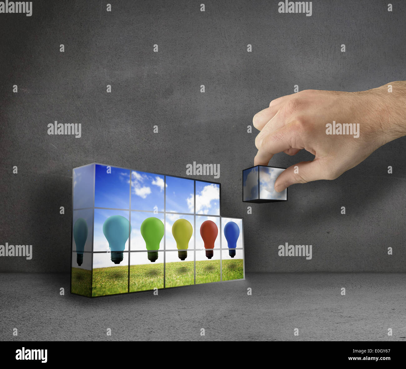Composite image of hand building wall Stock Photo - Alamy
