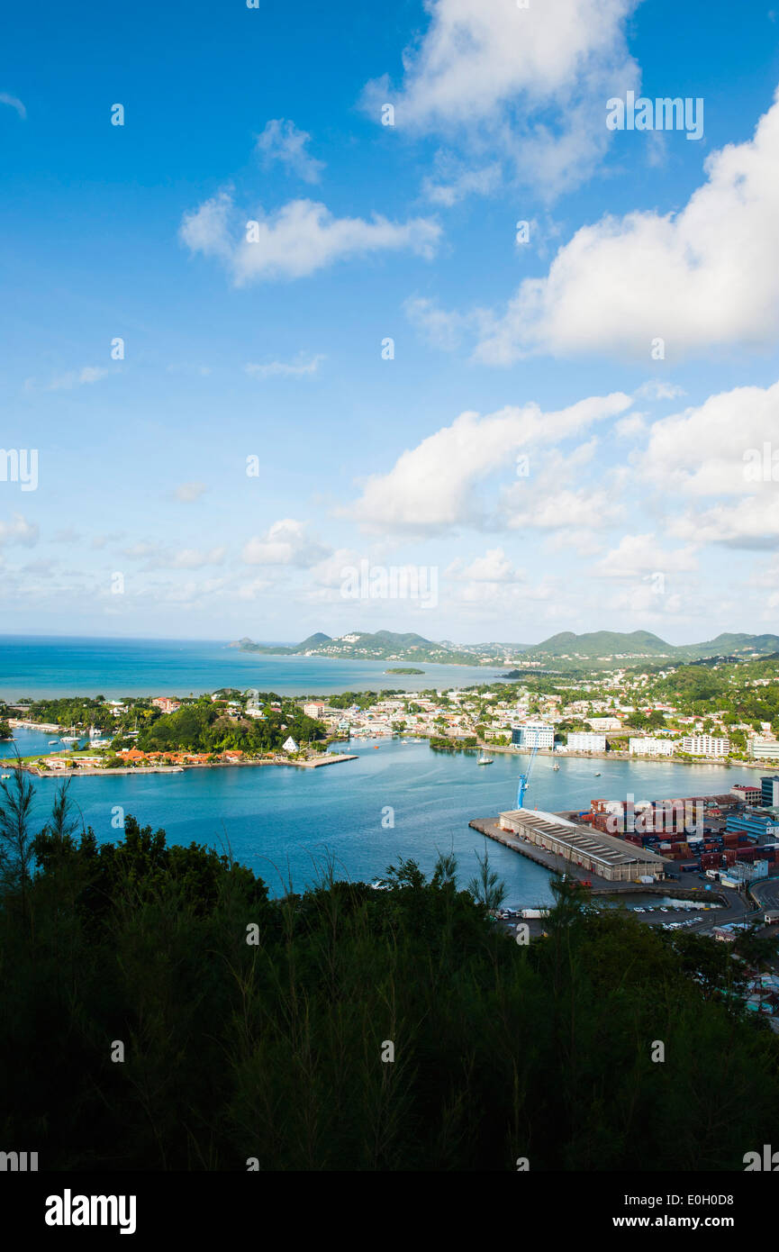 View of harbour and town of Castries, St. Lucia, Windward Islands ...