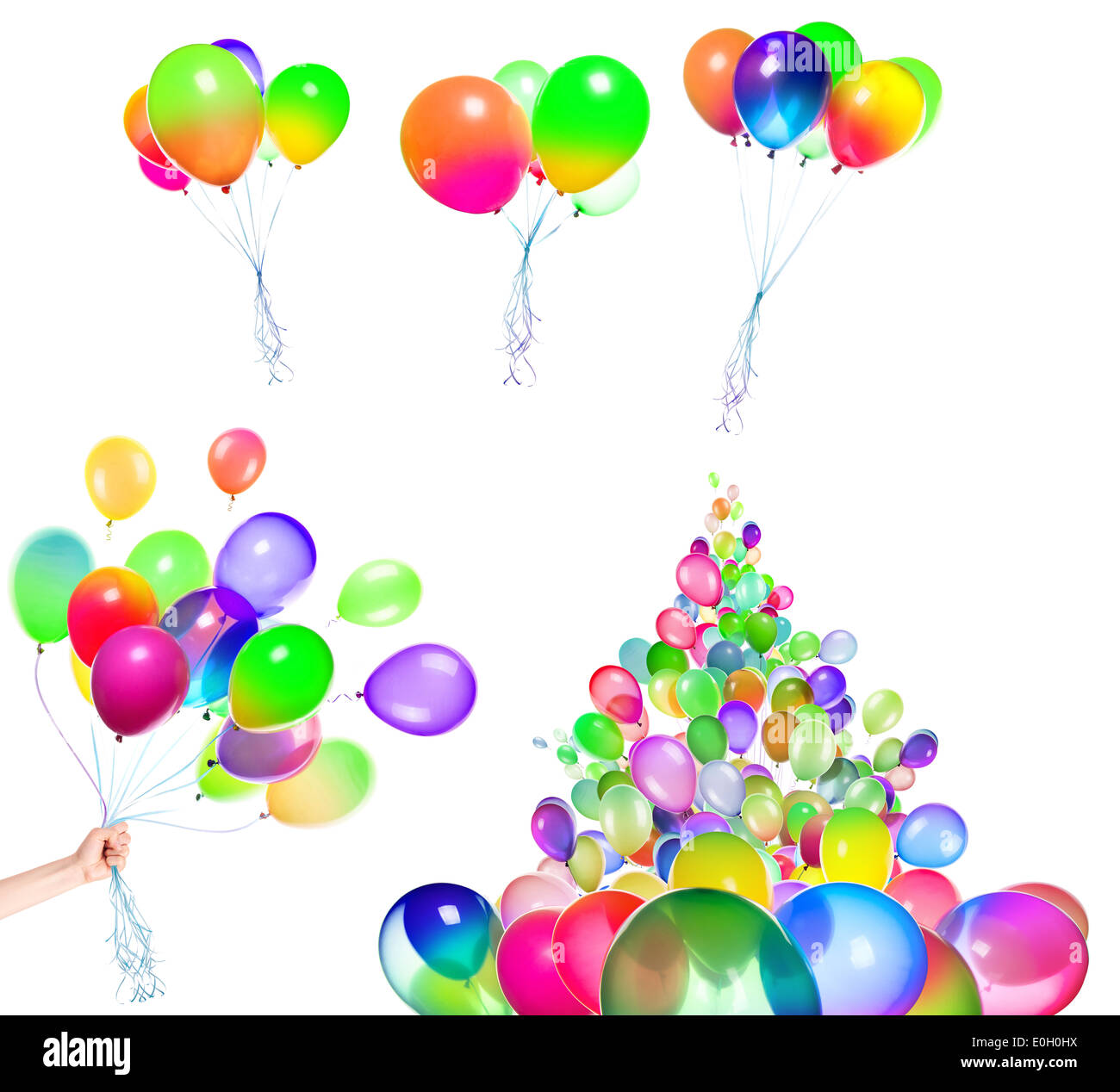 flying balloons isolated on a white background Stock Photo - Alamy