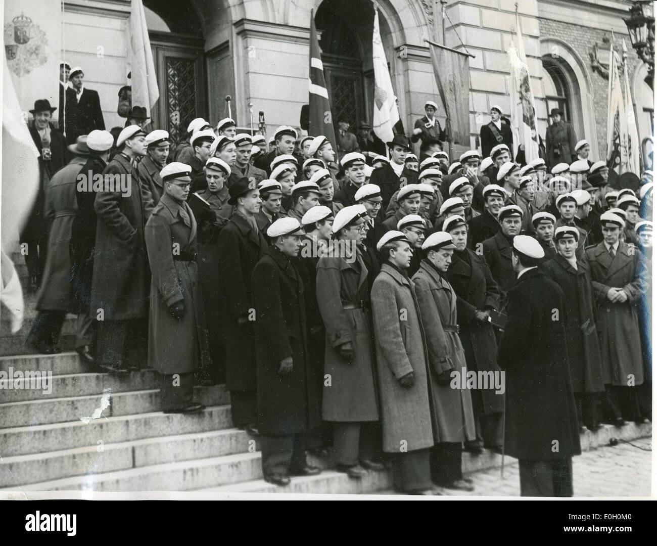 A historical image of the military barracks in Uppsala, showing the ...