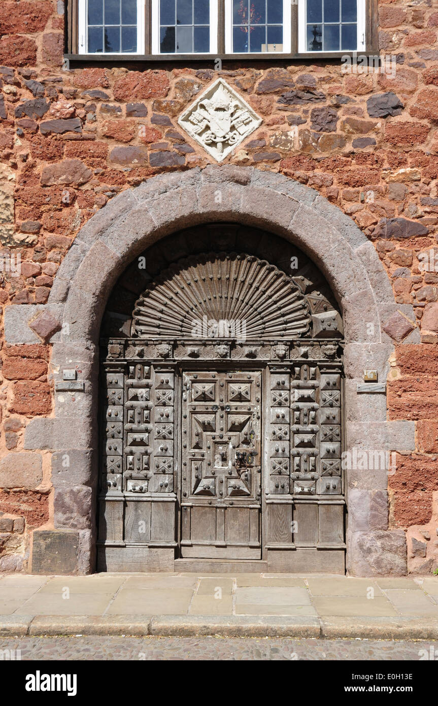 Old oak wood door at 10 Cathedral Close, Exeter, Devon, England, UK ...