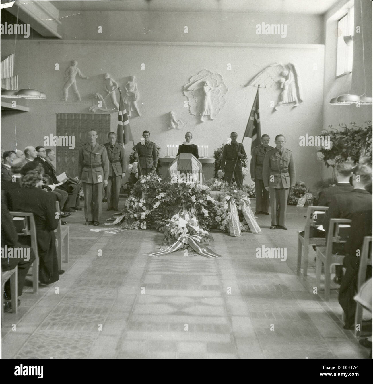A photograph from 1942 showing church services held during World War II ...