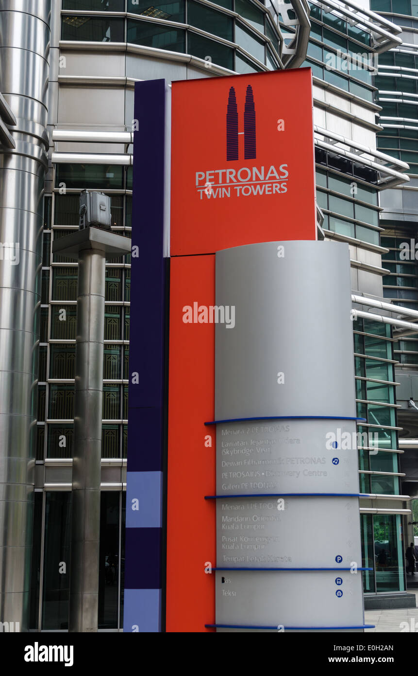 Sign outside Petronas Twin Towers in Kuala Lumpar, Malaysia Stock Photo ...
