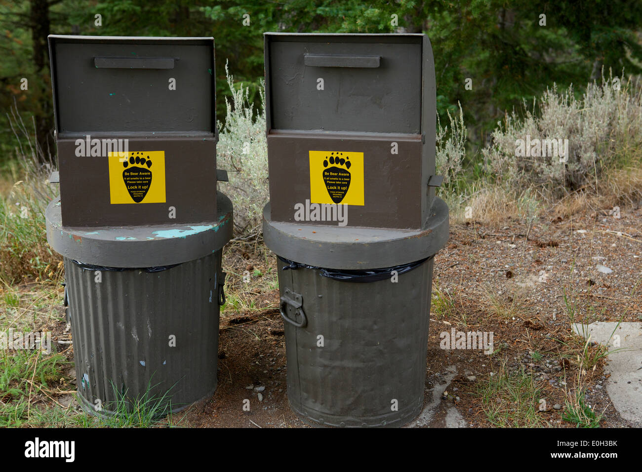 Bear proof rubbish (refuse) bins within the Grand Tetons National Park ...