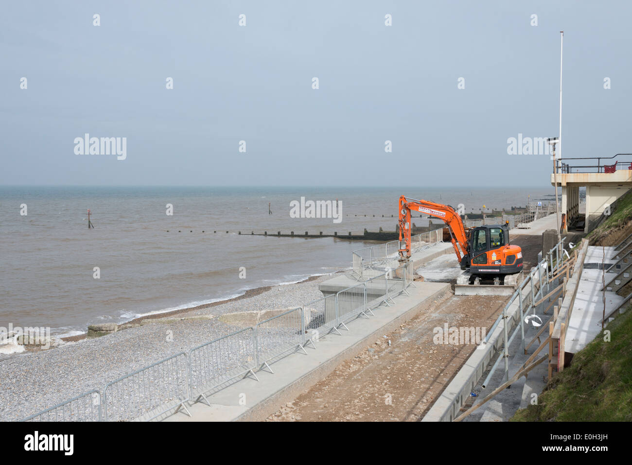 Coastal erosion repairs on the sea front at Sheringham Norfolk UK Stock ...