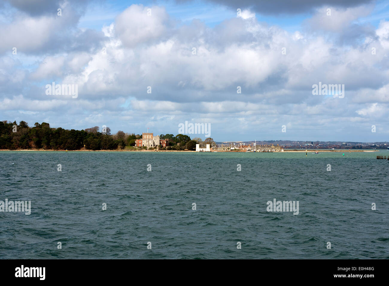 Brownsea Island from the Poole Harbour Chain Link Ferry Stock Photo - Alamy