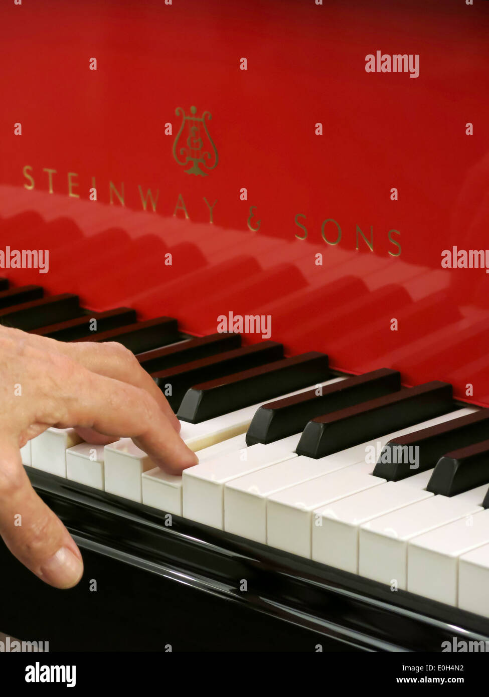 Red Piano in Steinway and Sons Showroom, NYC, USA Stock Photo - Alamy