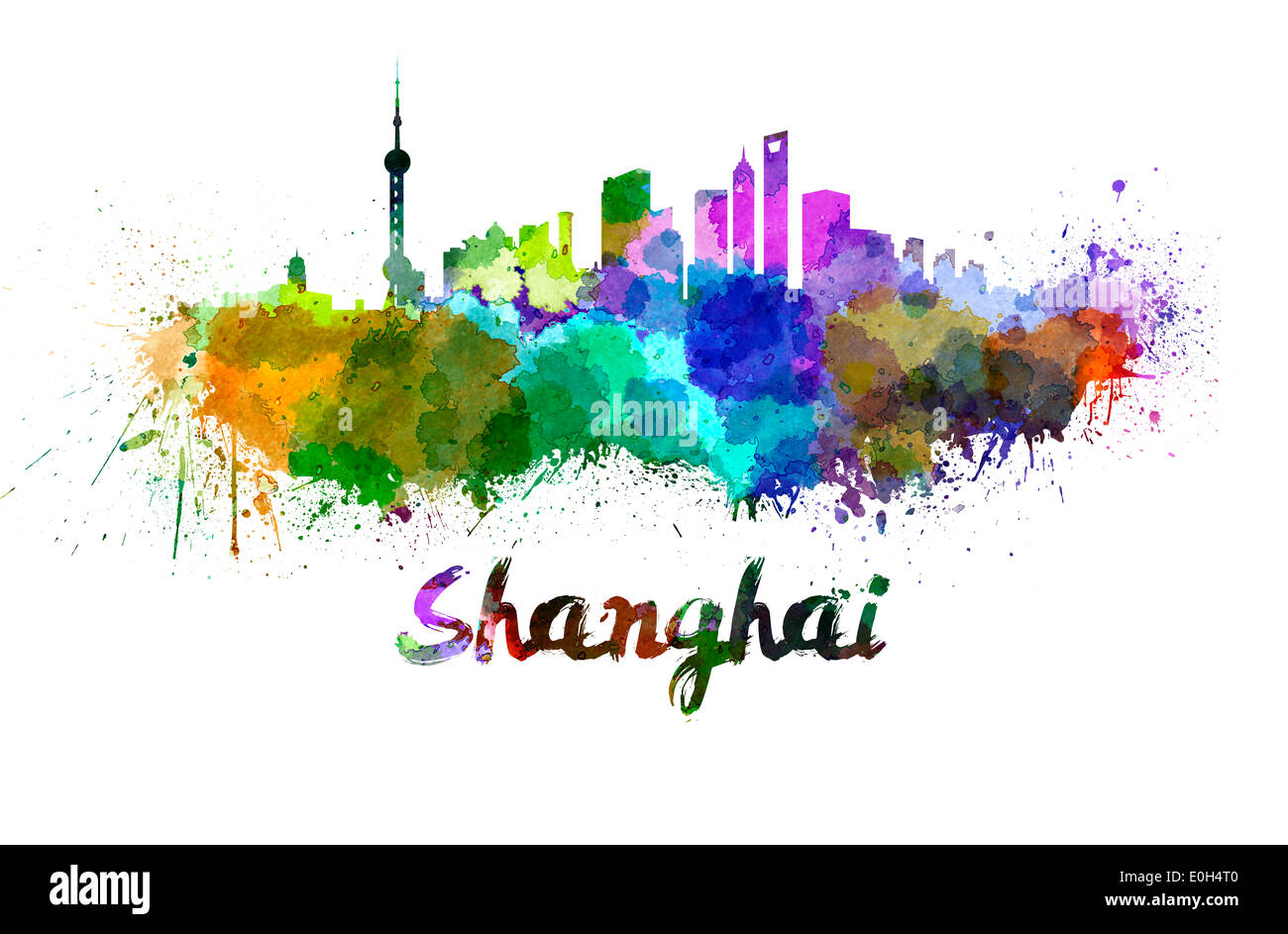 Shanghai skyline illustration Cut Out Stock Images & Pictures - Alamy