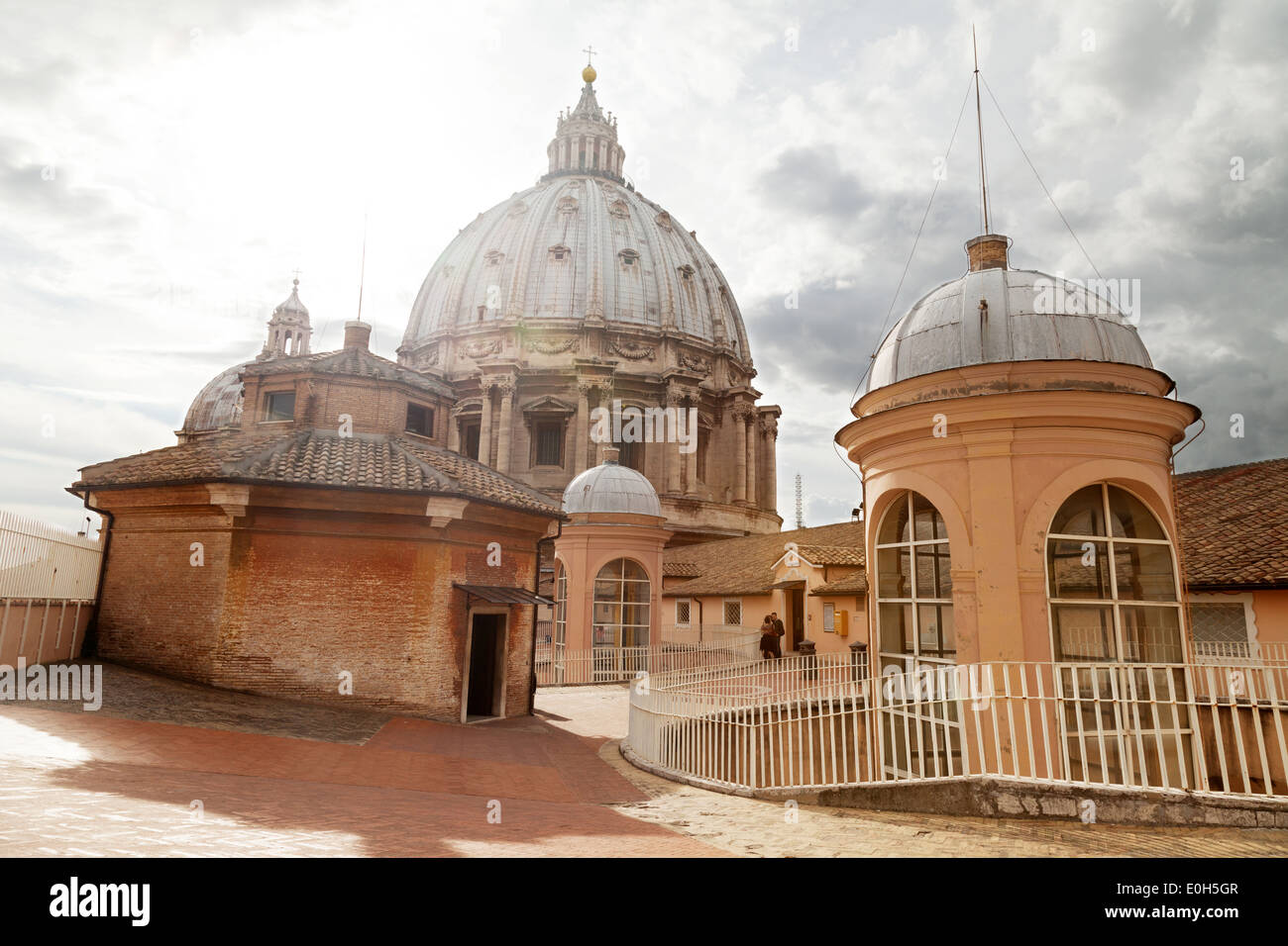 The dome of St Peters Basilica Church, seen from the roof, Vatican City ...