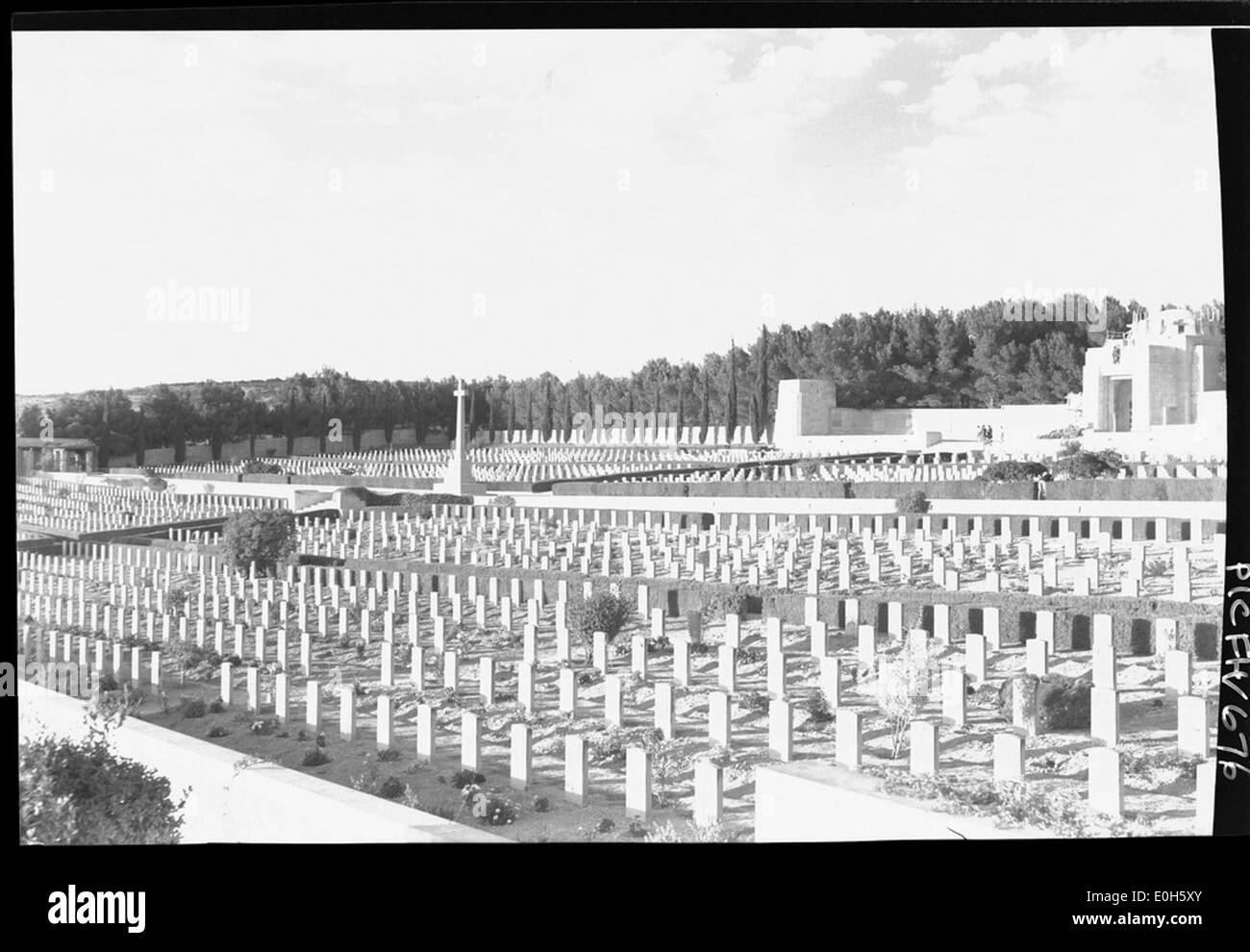 This image depicts a World War I cemetery in Jerusalem. The cemetery is ...