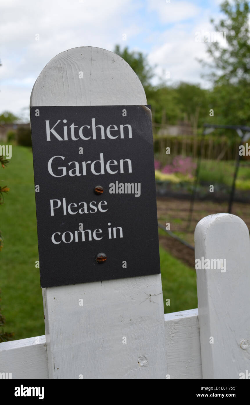 Kitchen garden sign attached to garden gate Stock Photo - Alamy