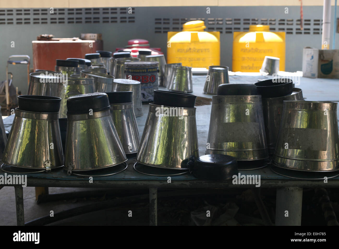 May 13, 2014 - Lopburi/Saraburi, Thailand - Buckets used to hold ...