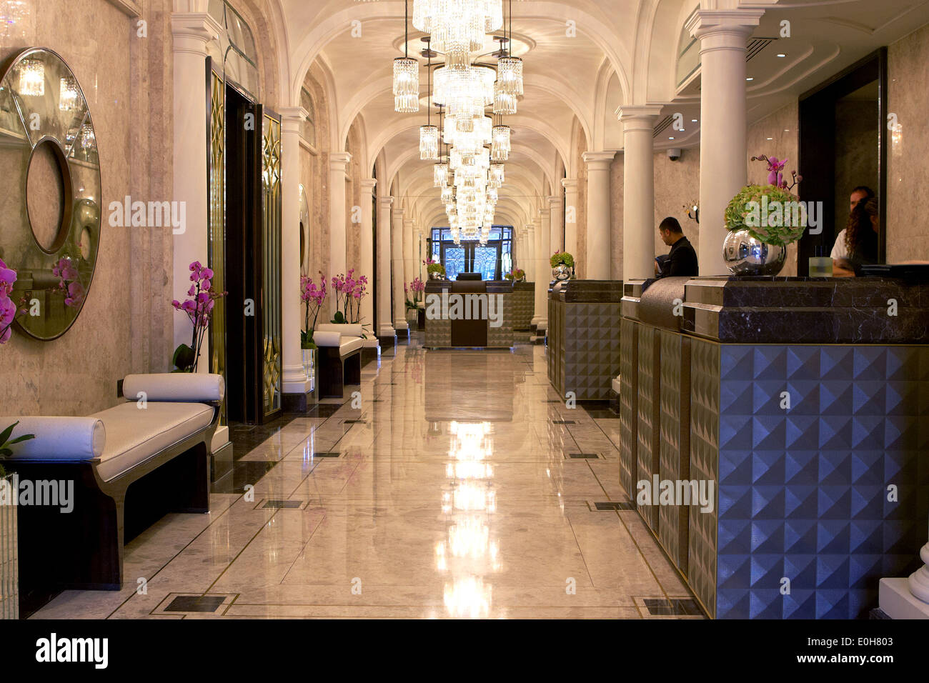 interior lobby/ reception view of the wellesley hotel, london uk Stock ...