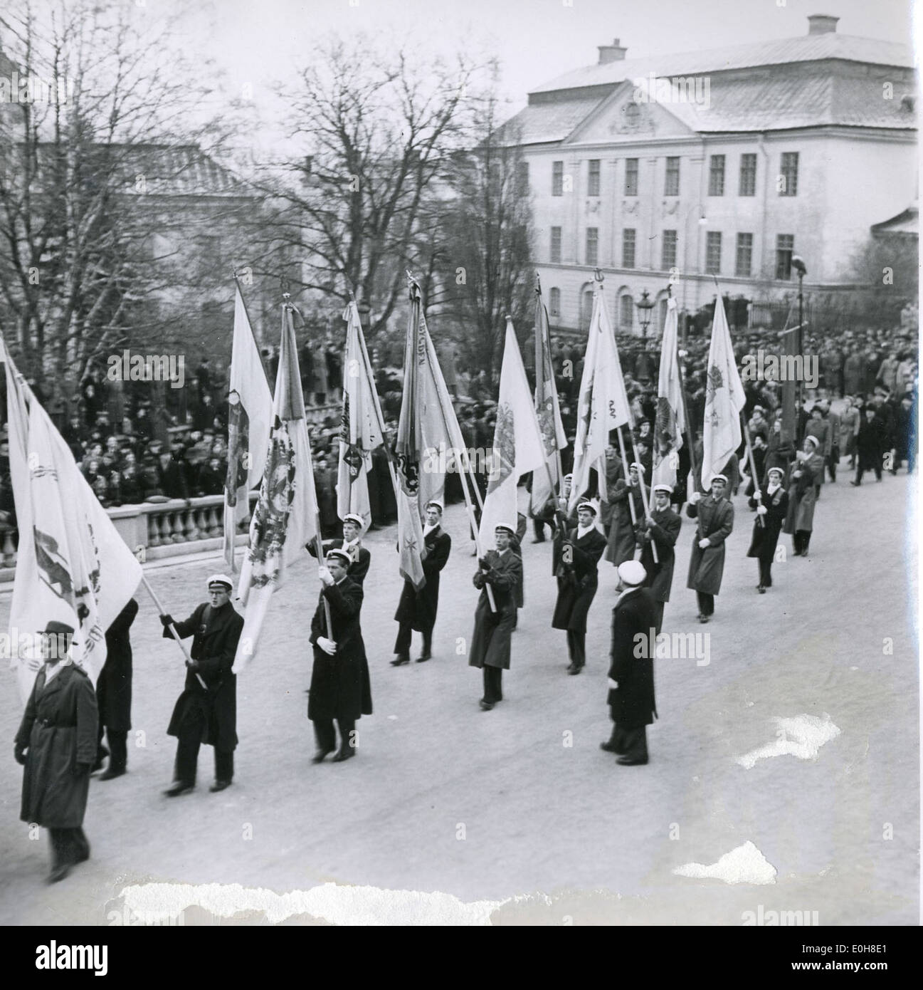 A historical photograph of the barracks (forlegningene) in Uppsala ...