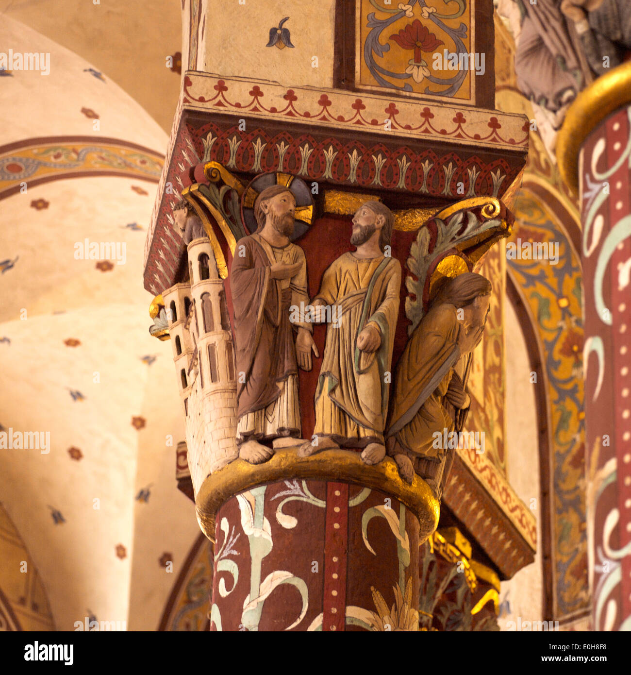 Pillar in the Roman church of Saint-Austremoine d'Issoire, Issoire ...
