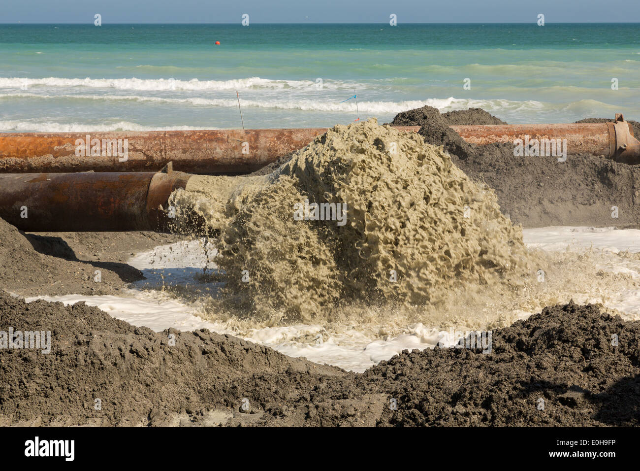 The Army Corps of Engineers use a pipeline to sluice sand from offshore ...