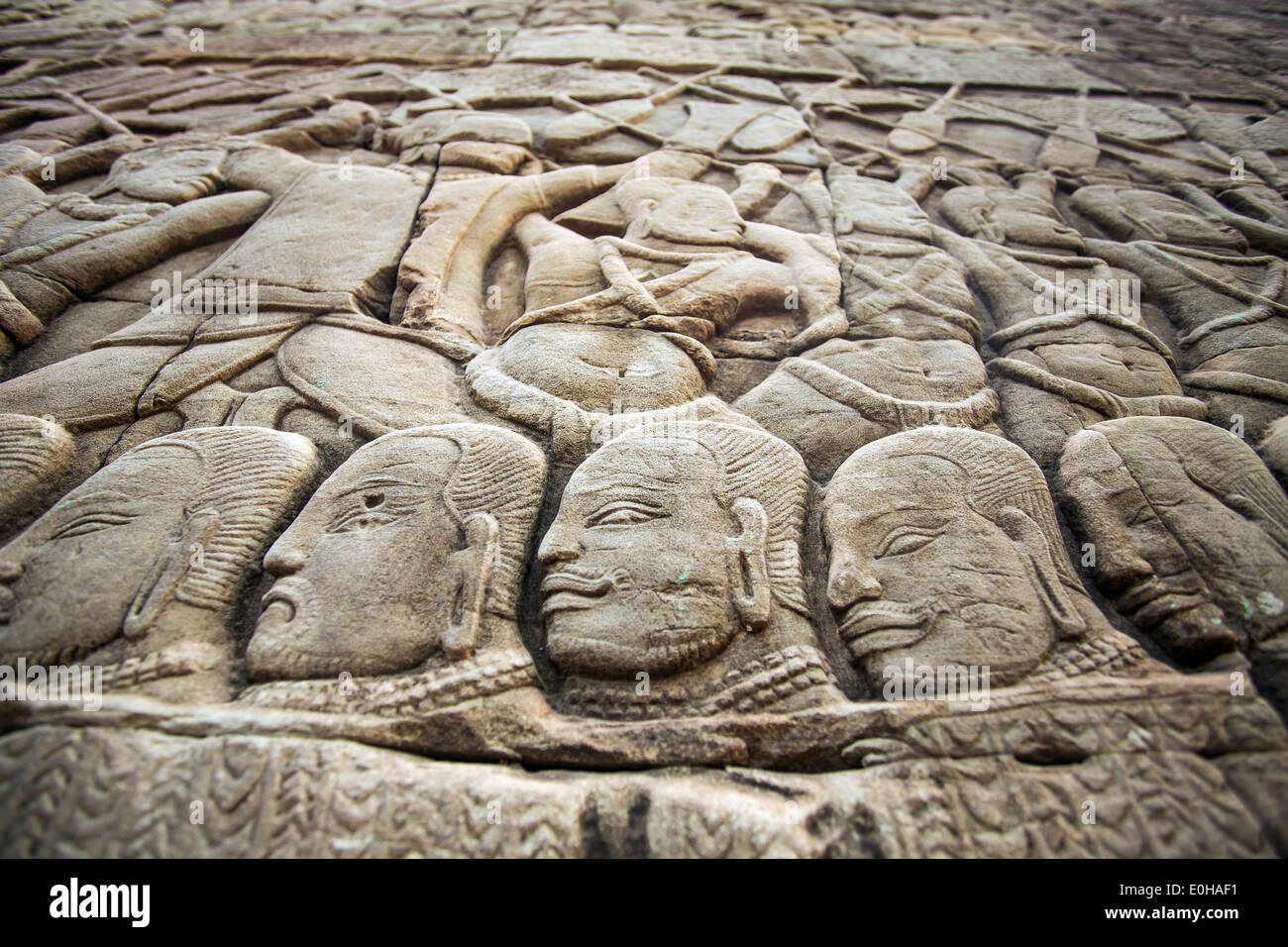 Wall bas-relief in Angkor Wat complex, Siem Reap, Cambodia Stock Photo ...