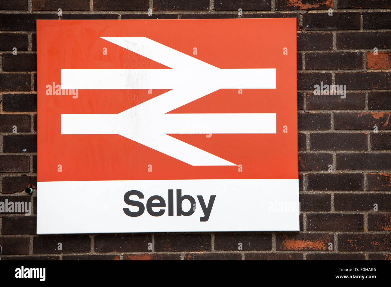 Selby, Railway sign Stock Photo - Alamy