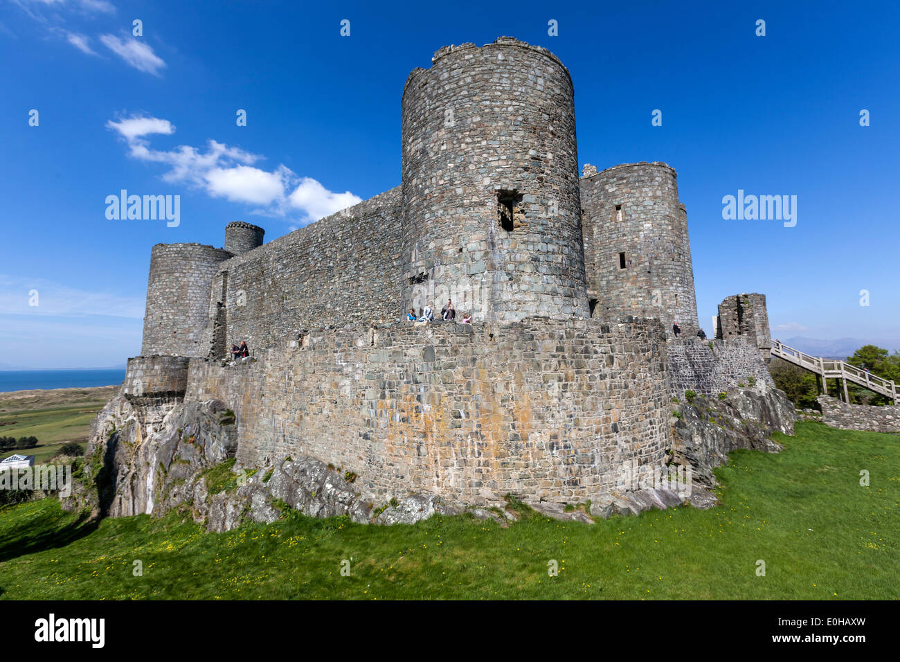 Harlech Castle, located in Harlech, Gwynedd, Wales, is a medieval ...