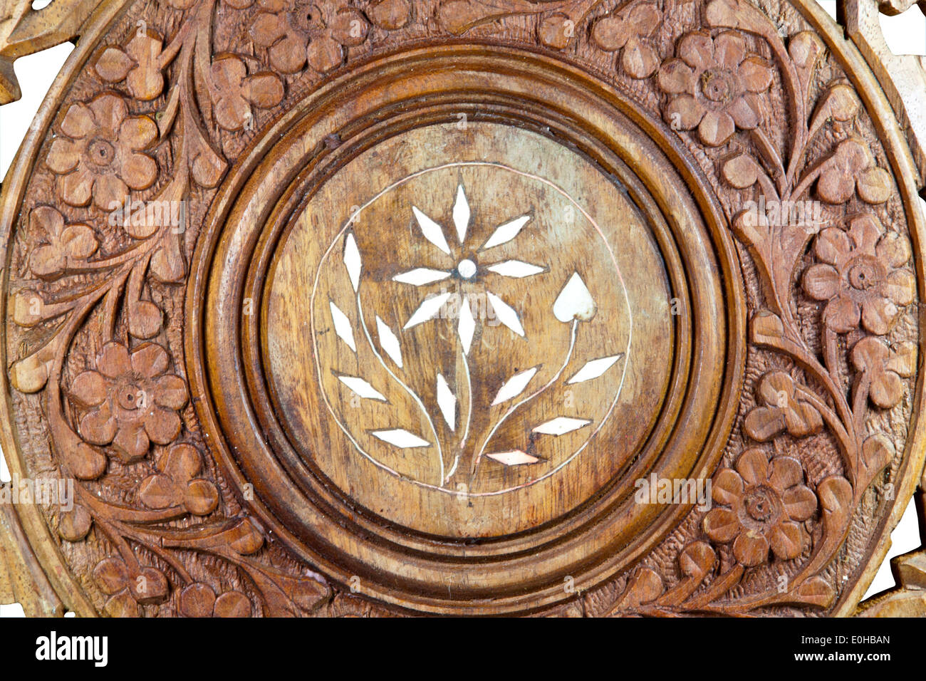 ornate pattern carved on wood coffee table Stock Photo - Alamy