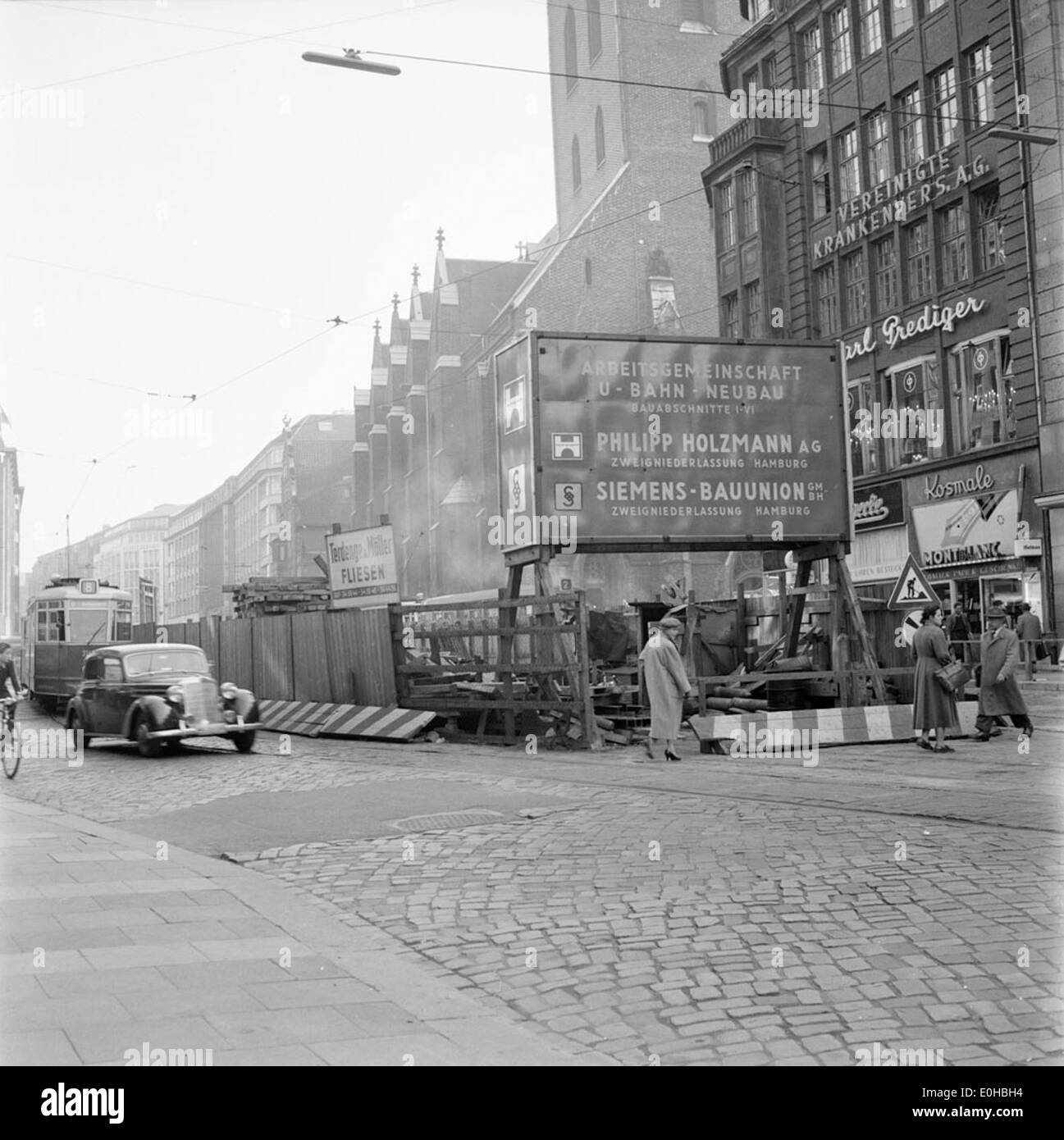 A photograph of Hamburg, Germany, taken in 1956, showcasing the city's ...