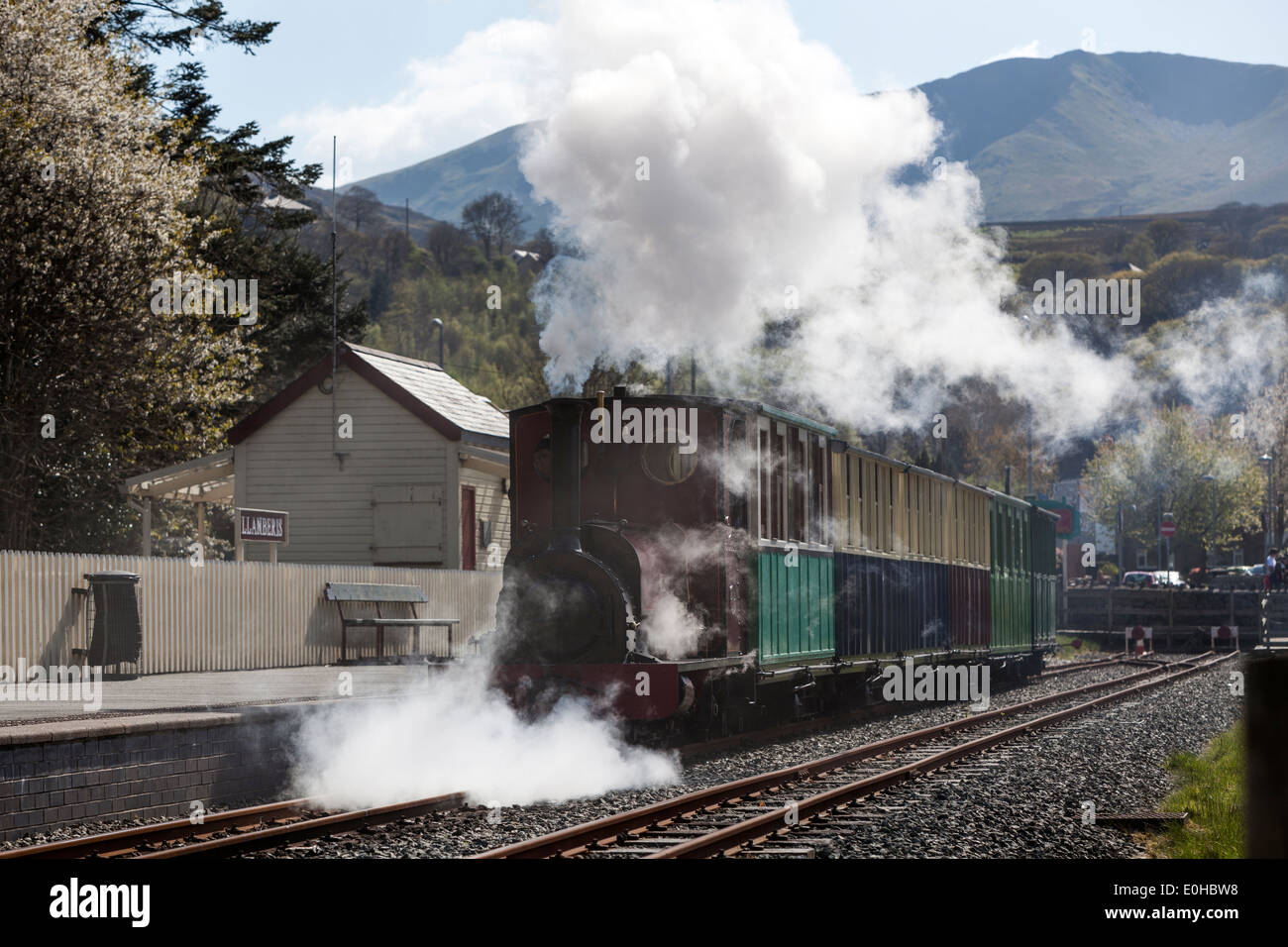 Llanberis Lake Railway steam train. Snowdonia Stock Photo - Alamy