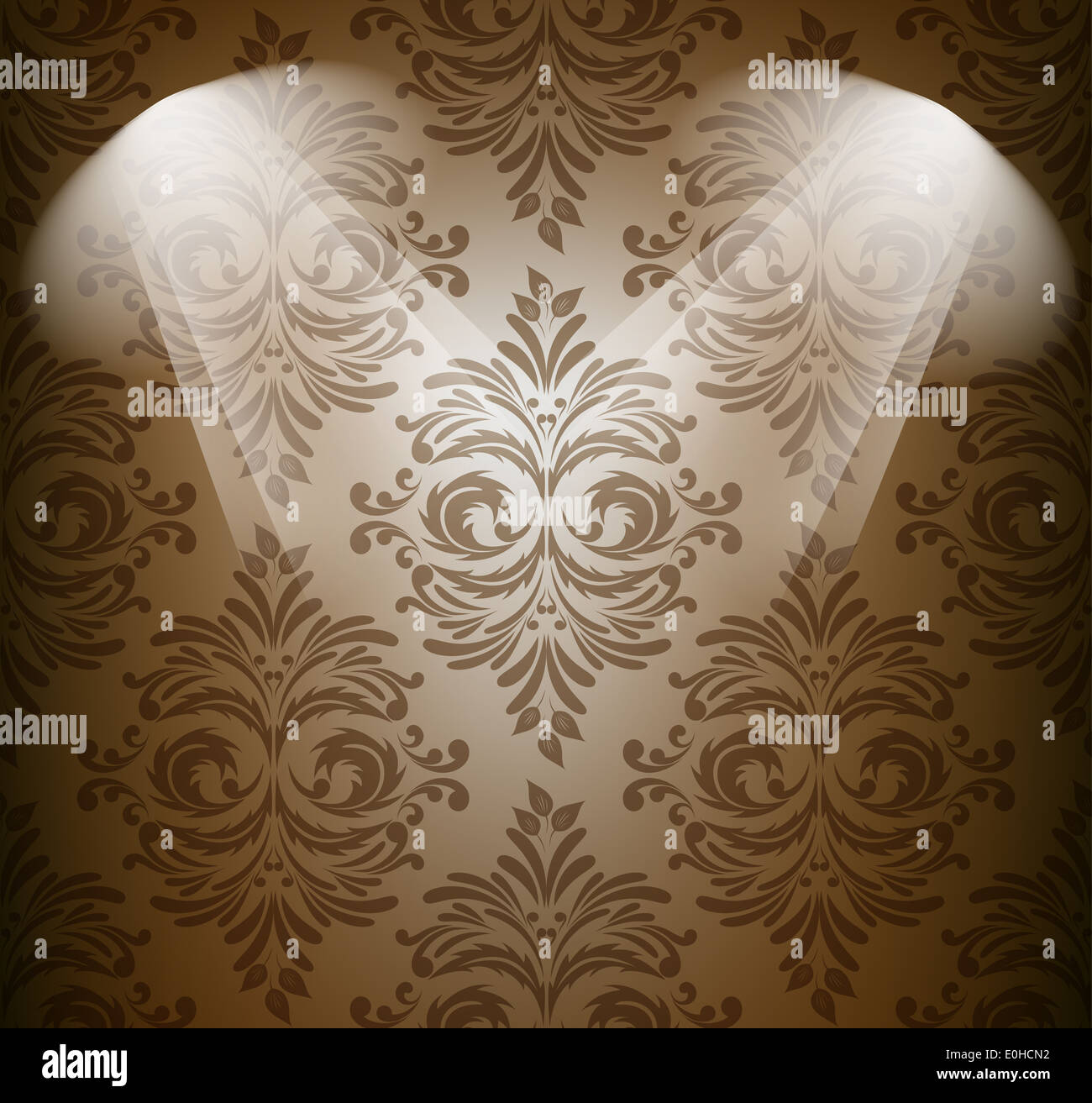 Abstract damask pattern in brown color Stock Photo - Alamy