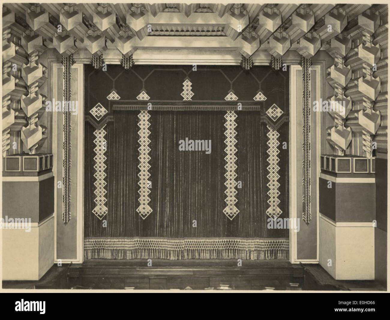A detailed close-up of the curtain and stage area decorations at the ...