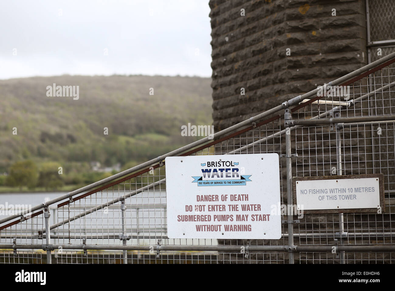 Danger warning signs at a reservoir pumping station, 27 April 2014 ...