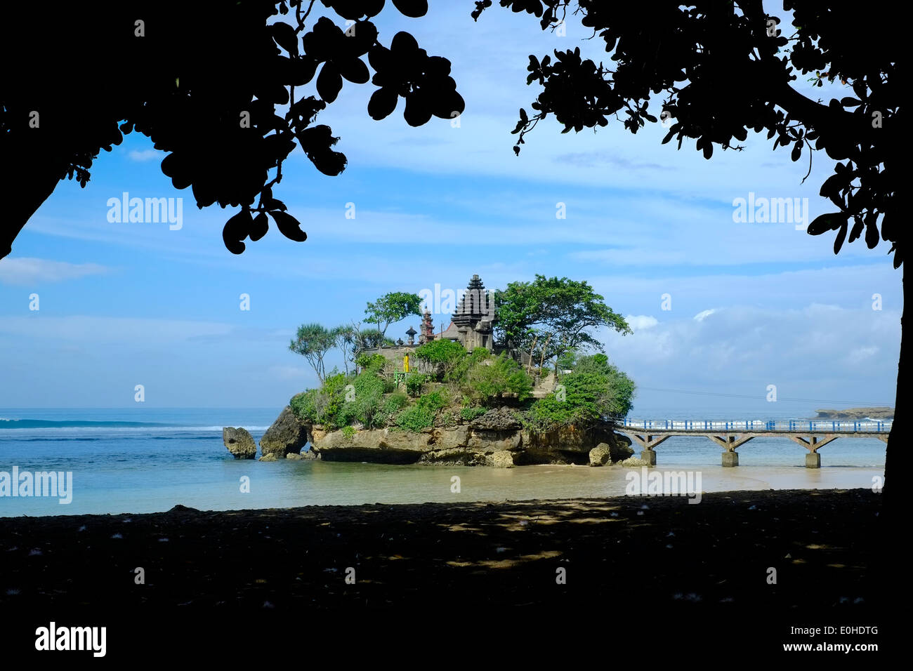 ismoyo island with amerta jati hindu temple off the beach and sea at ...